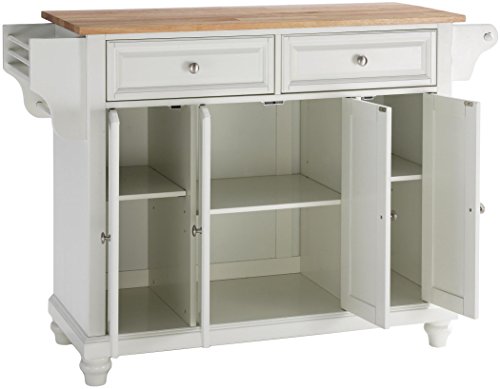 Crosley Furniture Cambridge Kitchen Island with Natural Wood Top - White