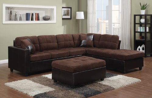 Coaster Fine Furniture 500655l Harlow L Sectional Sofa in Chocolate Microfiber and Dark Brown Faux Leather