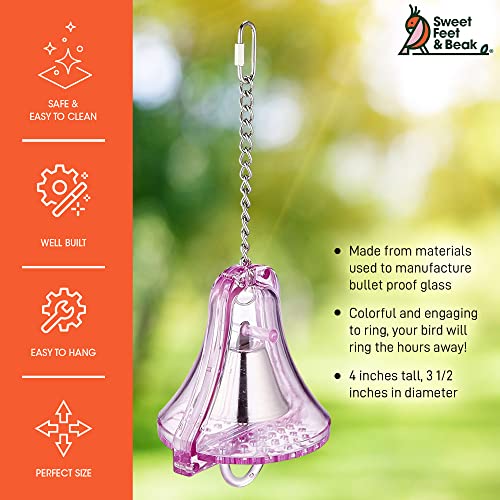 Sweet Feet and Beak Large Indestructibell - Perfect Cage Toy for Large Birds - Safe, Non-Toxic, Unbreakable, Easy to Install Bird Proof Cage Accessories