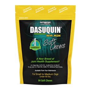 nutramax dasuquin with msm joint health supplement for small to medium dogs - with glucosamine, msm, chondroitin, asu, boswellia serrata extract, and green tea extract, 84 soft chews