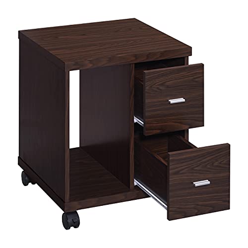 Coaster Furniture Coaster Contemporary Medium Oak Peel 2 Drawer Computer Stand 17.75" D x 17.75" W x 22.62" H 800832