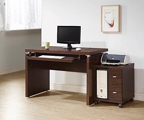 Coaster Furniture Coaster Contemporary Medium Oak Peel 2 Drawer Computer Stand 17.75" D x 17.75" W x 22.62" H 800832