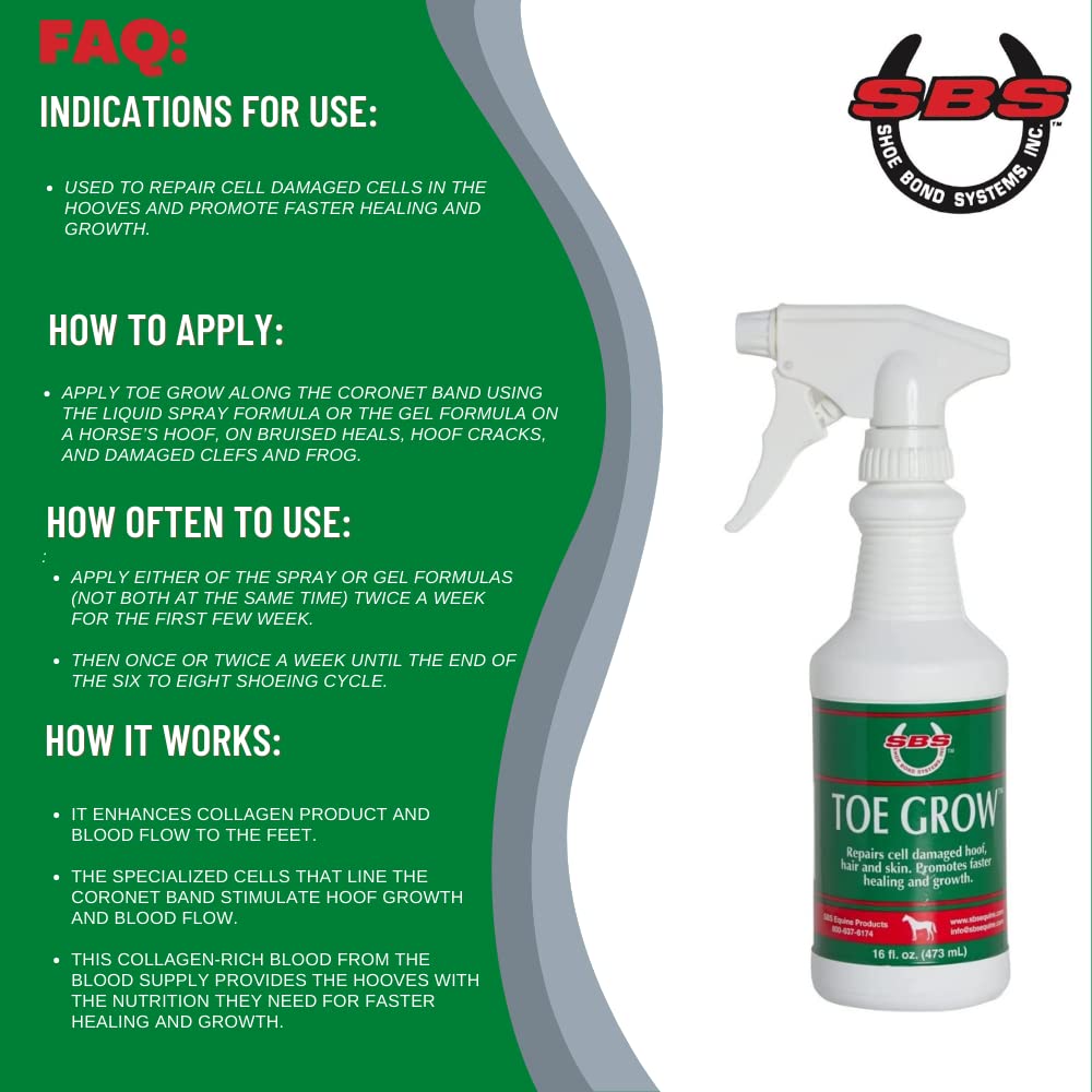 SBS EQUINE Item 416 Toe Grow Hoof Repair Spray, One Size