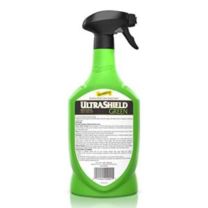 Absorbine UltraShield Green All-Natural Fly Spray for Horses & Dogs, Essential Botanical Oil Eco-Safe Formula Repels & Controls Ticks, Flies, Mosquitoes, Gnats, 32oz Quart Spray Bottle