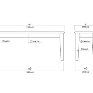 Boraam Shaker Bench, Oak 15 x 44 x 18