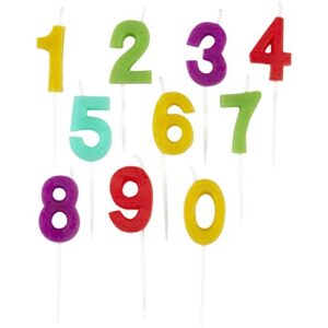 wilton w2811-7-701 candle pick set, 3-inch, numerals rainbow, 10-pack