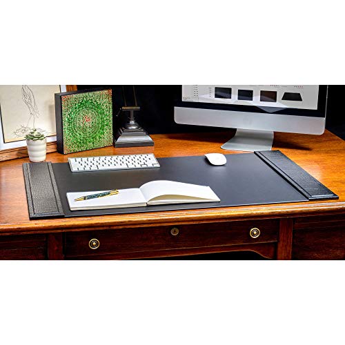 Dacasso Crocodile Embossed Leather Desk Set, 3pcs, Black