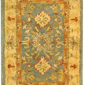 SAFAVIEH Anatolia Collection Accent Rug - 2' x 3', Light Blue & Ivory, Handmade Traditional Oriental Wool, Ideal for High Traffic Areas in Entryway, Living Room, Bedroom (AN544D)