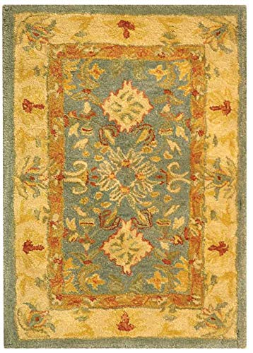 SAFAVIEH Anatolia Collection Accent Rug - 2' x 3', Light Blue & Ivory, Handmade Traditional Oriental Wool, Ideal for High Traffic Areas in Entryway, Living Room, Bedroom (AN544D)