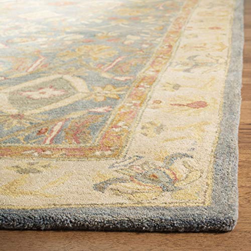 SAFAVIEH Anatolia Collection Accent Rug - 2' x 3', Light Blue & Ivory, Handmade Traditional Oriental Wool, Ideal for High Traffic Areas in Entryway, Living Room, Bedroom (AN544D)