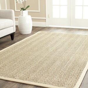 SAFAVIEH Natural Fiber Collection Accent Rug - 3' x 5', Natural & Beige, Border Herringbone Seagrass Design, Easy Care, Ideal for High Traffic Areas in Entryway, Living Room, Bedroom (NF115A)