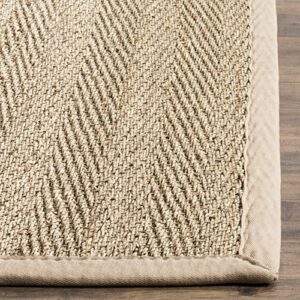 SAFAVIEH Natural Fiber Collection Accent Rug - 3' x 5', Natural & Beige, Border Herringbone Seagrass Design, Easy Care, Ideal for High Traffic Areas in Entryway, Living Room, Bedroom (NF115A)