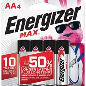 Energizer AA Batteries, Max Double A Battery Alkaline, 4 Count