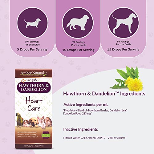 AMBER NATURALZ - Hawthorn & Dandelion - Heart Care - for Petz - 1 Ounce