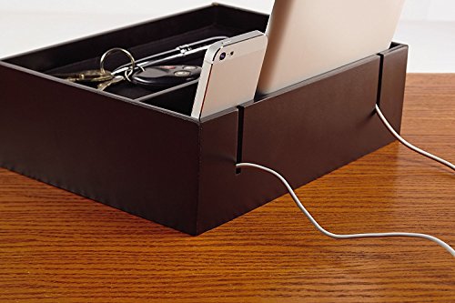 Massca Wood Phone Docking Station -Nightstand Organizer for Men - Multi-Device Valet Tray for Men - Nightstand Drawer Organizer Great for Your Wallet, Keys, Phones & Other Electronic Devices