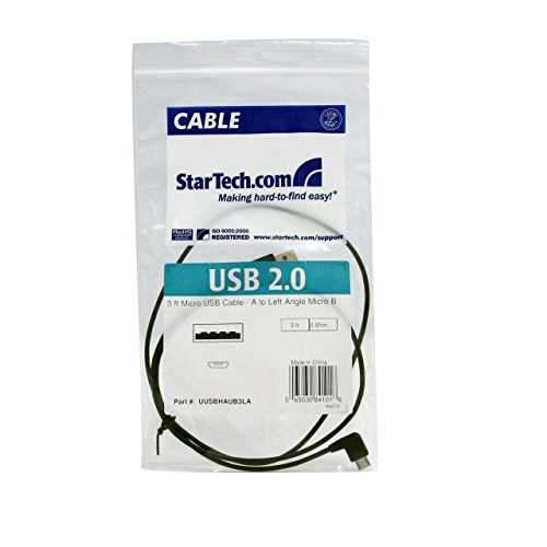 StarTech.com 3 ft / 91cm Micro USB Cable - A to Left Angle Micro B - USB Type A - 90 Degree Micro-USB Type B (M) - Black (UUSBHAUB3LA)