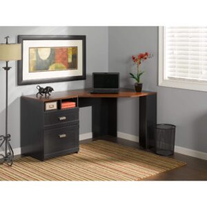 Bush Furniture Wheaton Corner Desk, Antique Black/Hansen Cherry