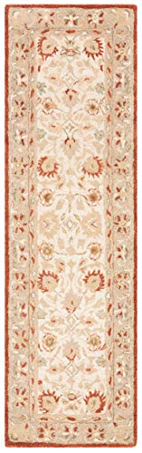 SAFAVIEH Anatolia Collection Runner Rug - 2'3" x 10', Beige & Rust, Handmade Traditional Oriental Wool, Ideal for High Traffic Areas in Living Room, Bedroom (AN512E)