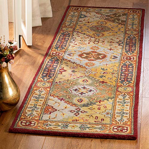 SAFAVIEH Heritage Collection Accent Rug - 4' x 6', Multi & Red, Handmade Traditional Oriental Wool, Ideal for High Traffic Areas in Entryway, Living Room, Bedroom (HG512B)