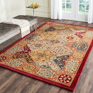 SAFAVIEH Heritage Collection Accent Rug - 4' x 6', Multi & Red, Handmade Traditional Oriental Wool, Ideal for High Traffic Areas in Entryway, Living Room, Bedroom (HG512B)