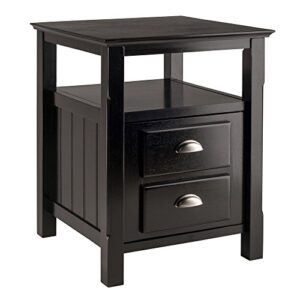 winsome solid wood 2 drawer timber night stand black finish