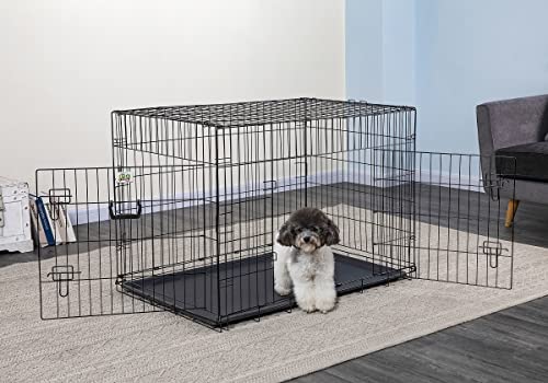 Go Pet Club 42-Inch Two Door Folding Metal Cage with Divider