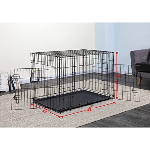 Go Pet Club 42-Inch Two Door Folding Metal Cage with Divider