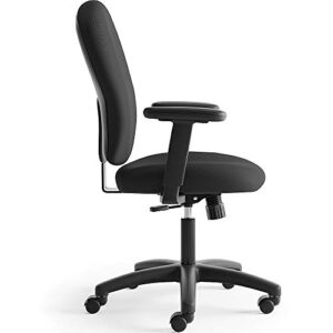 HON HVL220.VA10 Mid Back Task Chair - Fabric Computer Chair with Arms for Office Desk, Black (HVL220)