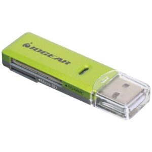 iogear usb 2.0 sd portable card reader - dual slot - rate up to 480mbps - usb powered - sdxc/sdhc/sd/micro sdxc/micro sd/micro sdhc/m2/ms/cf/uhs-i - mac/win/chrome - gfr204sd