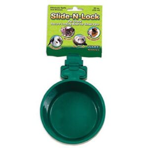 ware manufacturing plastic slide-n-lock crock pet bowl for small pets, 20 ounce - assorted colors