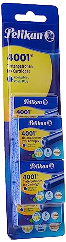 Pelikan 4001 TP/6 Ink Cartridges for Fountain Pens, Royal Blue, 0.8ml, 30 Pack (330845)