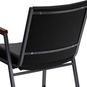 Flash Furniture HERCULES Series Heavy Duty Black Vinyl Stack Chair with Arms and Ganging Bracket