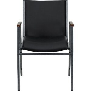 Flash Furniture HERCULES Series Heavy Duty Black Vinyl Stack Chair with Arms and Ganging Bracket