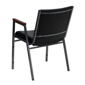 Flash Furniture HERCULES Series Heavy Duty Black Vinyl Stack Chair with Arms and Ganging Bracket