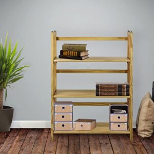 Casual Home 3-Shelf Folding Stackable Bookcase (27.5" Wide)-Natural