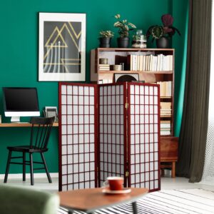 4 ft. short window pane shoji screen - rosewood - 3 panels