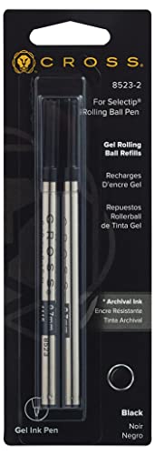 Cross Rollerball Gel Ink Refill for Selectip Pens, Medium, 8523-2 – Black (Pack of 2)