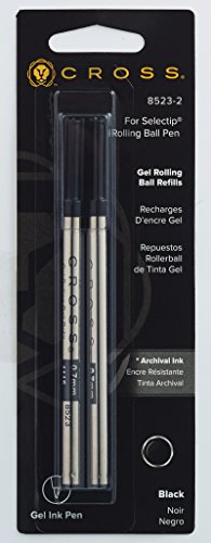 Cross Rollerball Gel Ink Refill for Selectip Pens, Medium, 8523-2 – Black (Pack of 2)