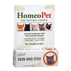 homeopet feline skin and itch, coat and skin support for cats, 15 milliliters