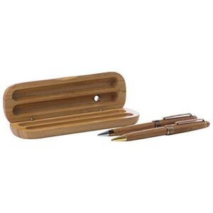 Alex Navarre Durable Executive Bamboo Ballpoint Pen and Pencil Set with Bamboo Storage Case, 3 pieces