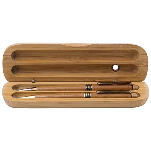 Alex Navarre Durable Executive Bamboo Ballpoint Pen and Pencil Set with Bamboo Storage Case, 3 pieces