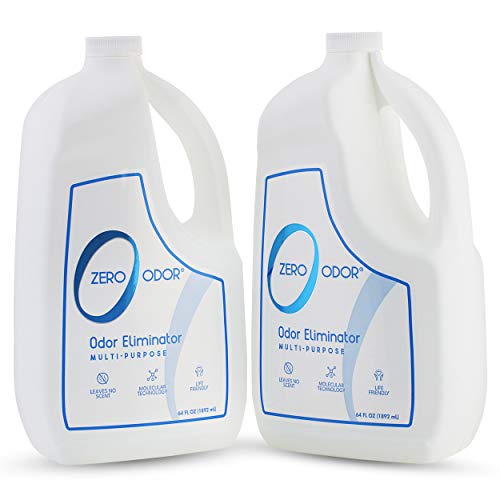 Zero Odor – Multi-Purpose Odor Eliminator - Eliminate Air & Surface Odor – Patented Technology Best for Bathroom, Kitchen, Fabrics, Closet- Smell Great Again, 64oz Refill, 2-Pack