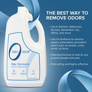 Zero Odor – Multi-Purpose Odor Eliminator - Eliminate Air & Surface Odor – Patented Technology Best for Bathroom, Kitchen, Fabrics, Closet- Smell Great Again, 64oz Refill, 2-Pack