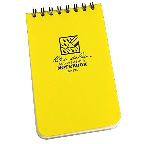 Rite in the Rain All-Weather Top-Spiral Notebook, 3" x 5", Yellow Cover, Universal Pattern, 3 Pack (No. 135-3)