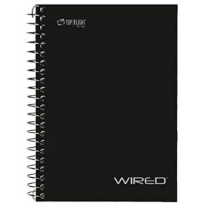 top flight wired personal wirebound notebook, 100 sheets, college rule, 7 x 5 inches, 1 notebook, cover may vary (33185)