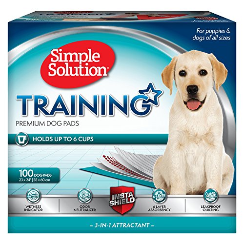 Simple Solution Training Puppy Pads - 6 Layer Dog Pee Pads, Absorbs Up to 6 Cups of Liquid - 23x24in - 100 Count