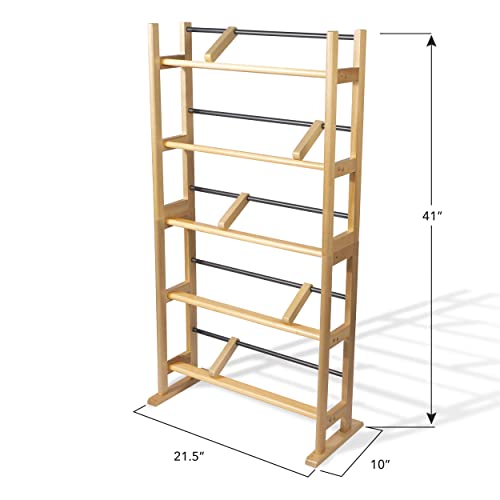 Atlantic Element Media Storage Rack - Holds Up to 230 Cds or 150 Dvds, Contemporary Wood & Metal Design with Wide Feet for Greater Stability, PN35535687 In Maple