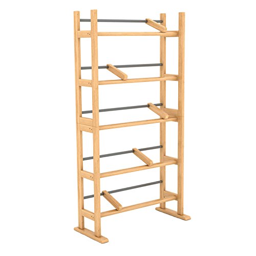 Atlantic Element Media Storage Rack - Holds Up to 230 Cds or 150 Dvds, Contemporary Wood & Metal Design with Wide Feet for Greater Stability, PN35535687 In Maple