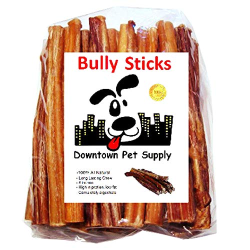 Downtown Pet Supply 6 inch 10 Pack of Bully Sticks for Medium Dogs & Large Dogs, Single Ingredient, Rawhide-Free Long Lasting Bully Sticks for Medium Dogs- No Hide Bullsticks for Bully Stick Holder