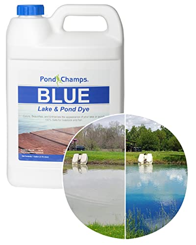 Pond Champs Blue Lake and Pond Dye - One Gallon of Professional Lake & Pond Dye - Treats Up to 1 Acre - Royal Blue Color - Safe for Fish, Wildlife, Pets & Children